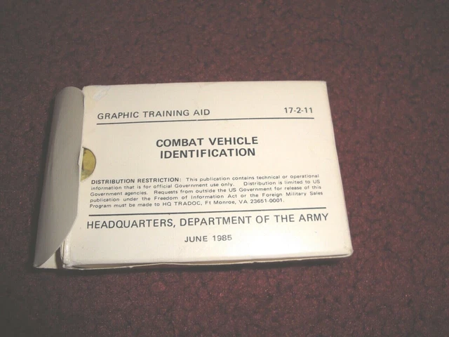 US ARMY COMBAT Vehicle Identification (CVI) Cards, GTA 17-2-11 June ...