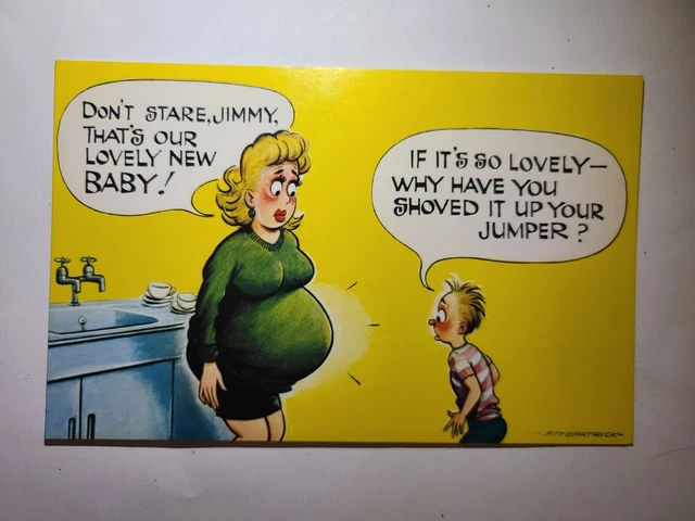 Vintage Postcard Funny Novelty Rude Bamforth Comic Unused Pregnant Mom