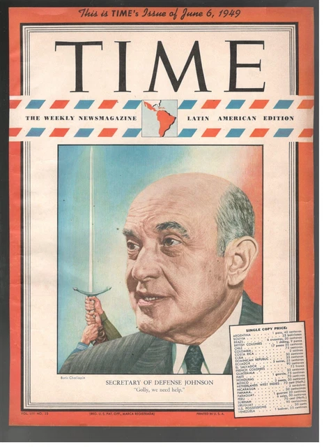 LOUIS JOHNSON SECRÉTAIRE Of Defense B.Chaliapine Time 1949 Etui 1 Page ...