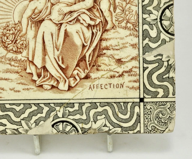 ANTIQUE VICTORIAN POTTERY TILE - AFFECTION. a/f £6.99 - PicClick UK