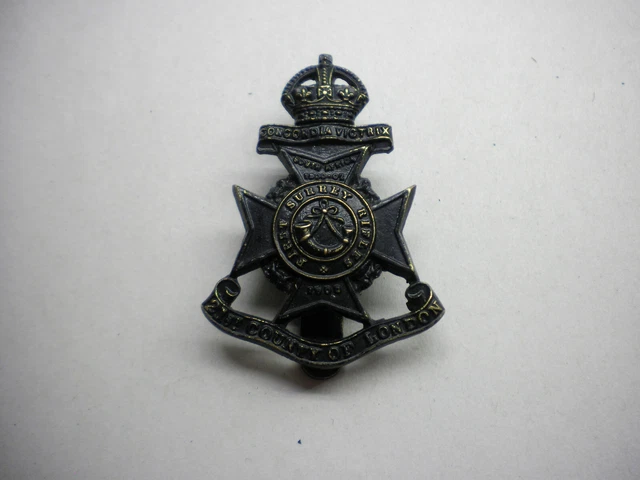 WW1 / WW2 British Army First Surrey Rifles Regiment Cap Badge EUR 14,19 ...