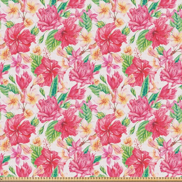 HIBISCUS TISSUS AU Mètre spandex Fleurs tropicales d'été EUR 20,99 - PicClick FR