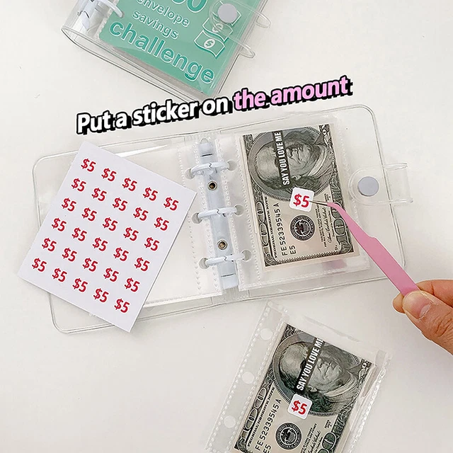 PVC MONEY SAVINGS Challenge Binder Bouth Button Mini Budget Lider ...