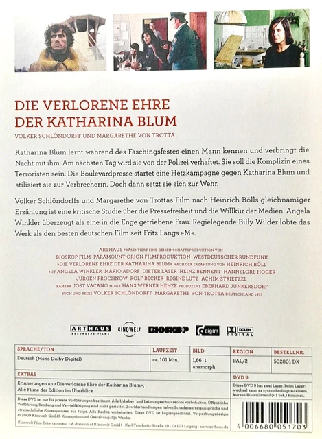 DIE VERLORENE EHRE der Katharina Blum - Arthaus DVD - German version £9 ...