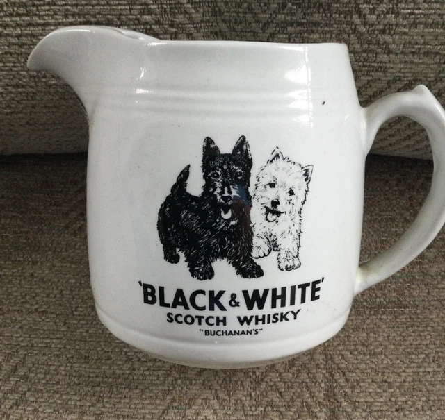 BLACK & WHITE WHISKY WATER JUG Base Mark HCW Burleigh ware £12.00 ...