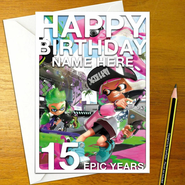 SPLATOON PERSONALISED BIRTHDAY Card - A5 nintendo inklings splatoons ...