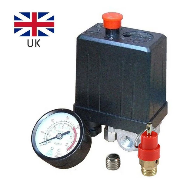 AIR COMPRESSOR PRESSURE Switch Single Phase+ Pressure Gauge+Safety ...