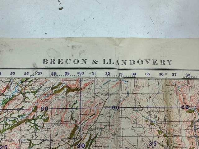 ORIGINAL WW2 BRITISH Army OS Map of England - War Office - Brecon ...