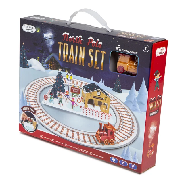 CHRISTMAS TOY TRAIN Express Holiday Festive Set Track North Pole ...