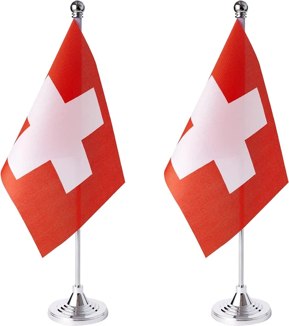 2 PACK SWITZERLAND Flag Swiss Table Flag Small Mini Swiss Desk Flags ...