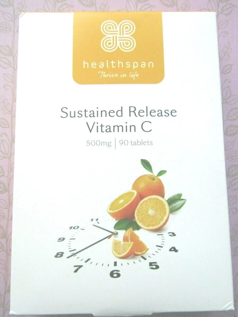 HEALTHSPAN SUSTAINED RELEASE Vitamin C, 500mg. 90 Tablets £8.95. Expiry ...