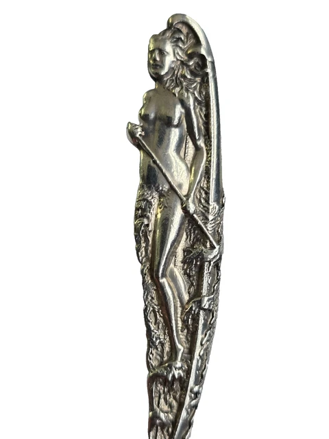 ANTIQUE STERLING SILVER Niagara Falls souvenir spoon Maiden in Canoe £ ...