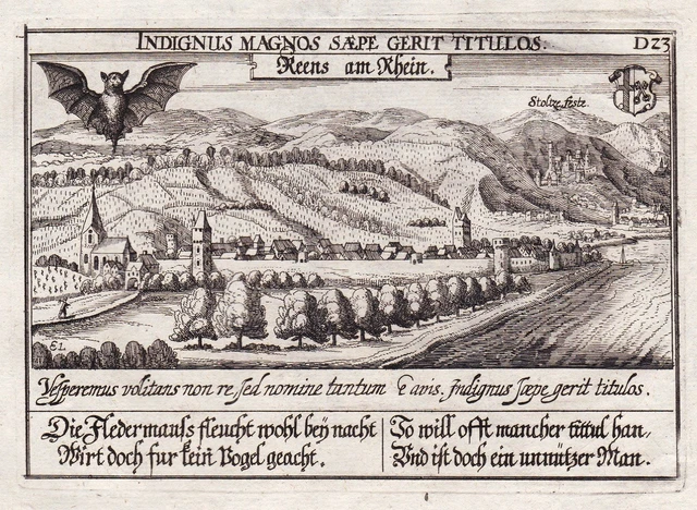 RHENS RHEIN-MOSEL RHEINLAND-PFALZ Ansicht Kupferstich Meisner 1630 EUR ...