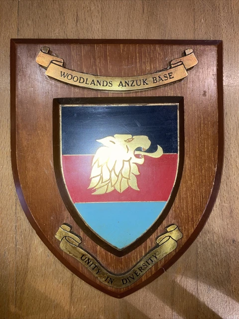 VINTAGE WOODLANDS ANZUK Base Singapore Regimental mess wall plaque ...