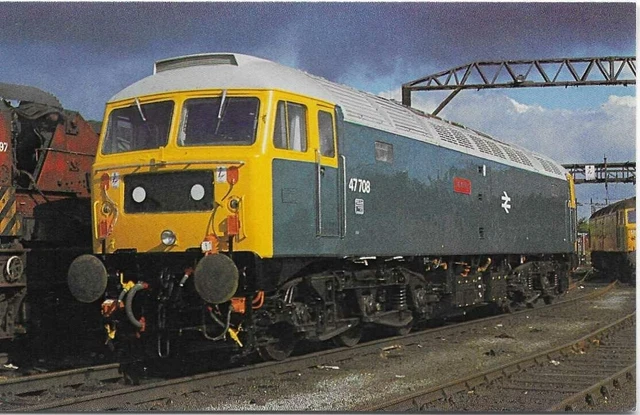PHOTO POSTCARD OF British Rail Class 47 loco 47708 ex works condition ...