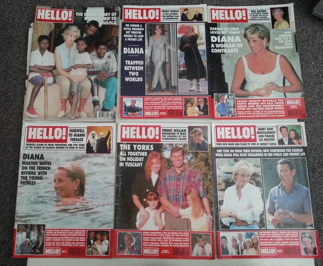 HELLO MAGAZINES 1997 PRINCESS DIANA etc LOT of 6 No's ...