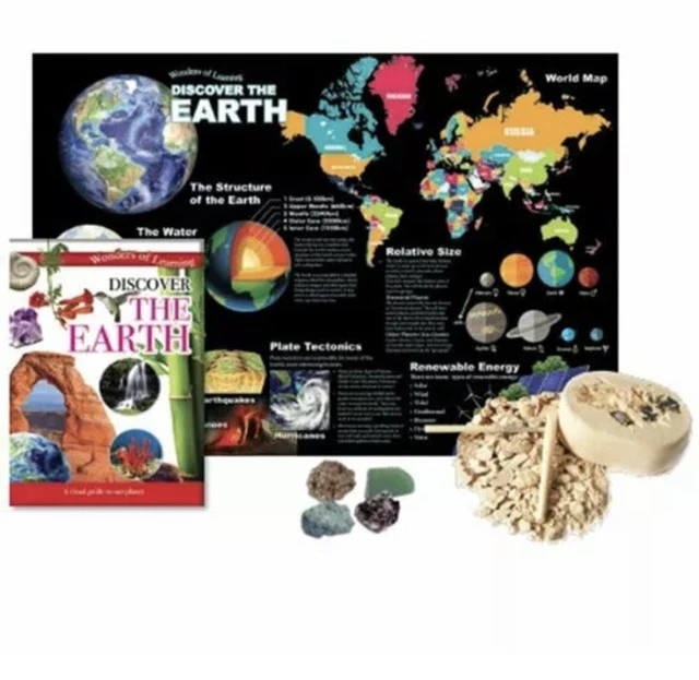 DISCOVER THE EARTH Educational Tin Set Wall Chart Book Mineral Crystal ...