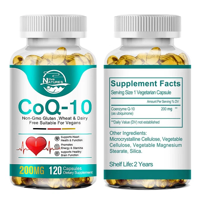 COQ10 - CO Enzyme Pure Ubiquinone CQ10 Of Coenzyme Q10 200mg 120 Vegan ...