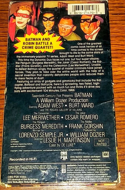 BATMAN: THE MOVIE (VHS, 1966) The CatWoman, The Riddler, The Penguin ...