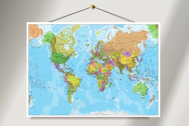 MAP DETAILED LARGE World Map Atlas Poster Art Print 1116 X 77 cm £7.99 ...