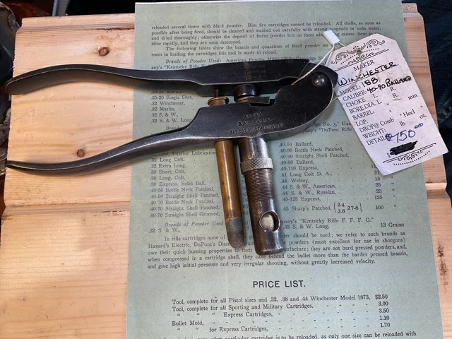 WINCHESTER MODEL 1880 Reloading Tool, 40-90 Ballard £594.06 - PicClick UK