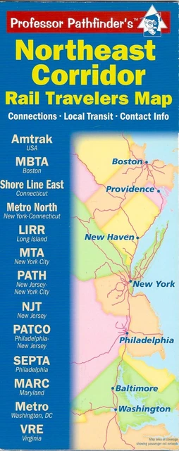 NORTHEAST CORRIDOR: RAIL Travelers Map, by Professor Pathfinder £5.48 ...