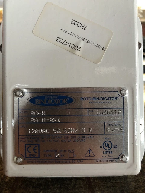 NEW BINDICATOR RA-H-AX1 ROTO BIN DI CATOR Level Sensor paddle RAHAX1 ...