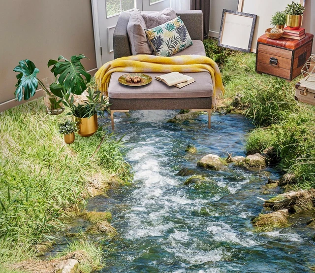 3D GRASS RIVER 14786NA Floor WallPaper Murals Wallpaper Mural Print AJ ...