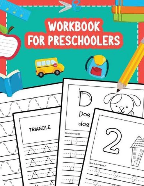 WORKBOOK FOR PRESCHOOLERS: Tracing Lines Shapes Letters and Numbers for ...