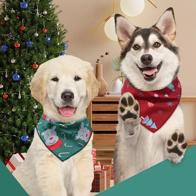 2 PCS CHRISTMAS Dog Bandanas, Triangle Snowflakes and Christmas Tree ...