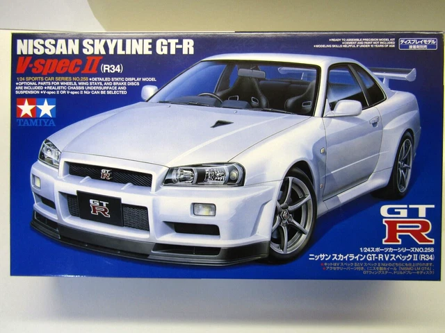 TAMIYA 1:24 SCALE Nissan Skyline GT-R (R34) V-Spec ll Model Kit # 24258 ...