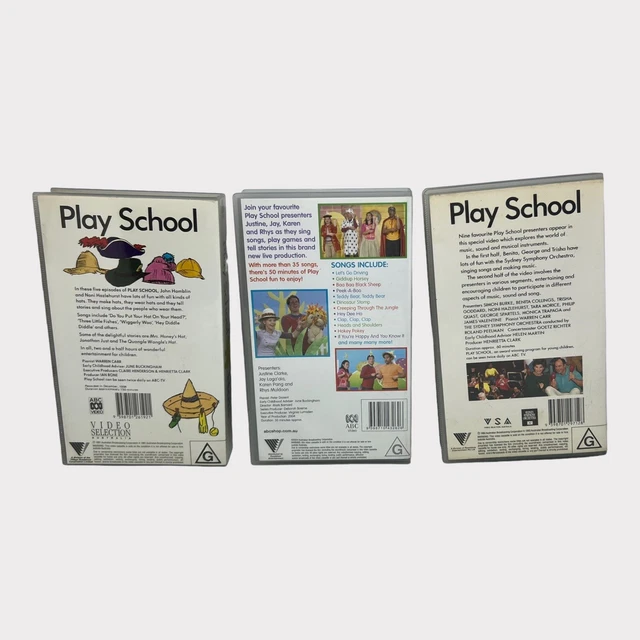 PLAY SCHOOL 3X VHS Tape Bundle (Hats + Live in Concert + Meets the ...