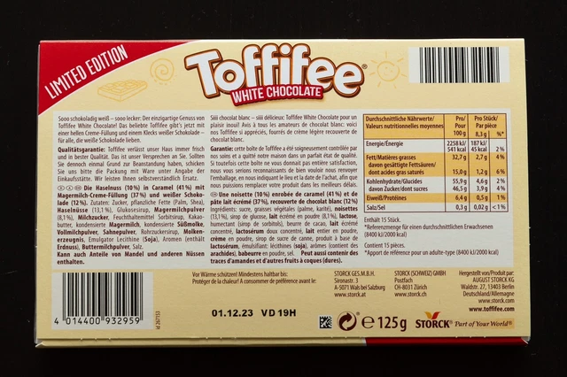 TOFFIFEE WHITE CHOCOLATE - LIMITED EDITION Storck 15 Stück 125g NEU EUR ...