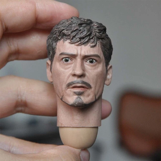 1:6 IRON MAN Tony Stark Head Sculpt Carved For 12inch Male Figure Body ...