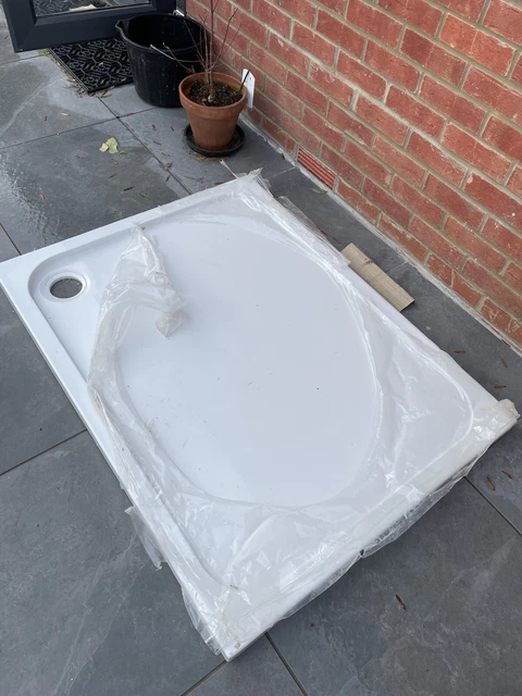 1200X900 SLIM RECTANGULAR white stone resin shower tray & Mira Rapi-Flo ...