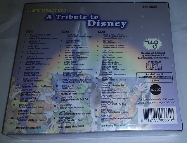 DISNEY A TRIBUTE to Disney / 45 Animated Movie Classics Music (3 CD Set ...