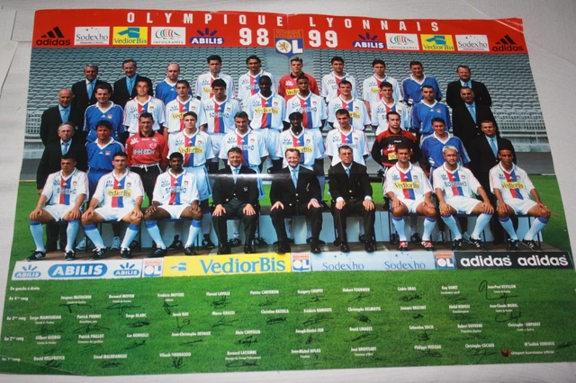 POSTER OFFICIEL )) OL LYON équipe Olympique Lyonnais saison 1998-1999 ...