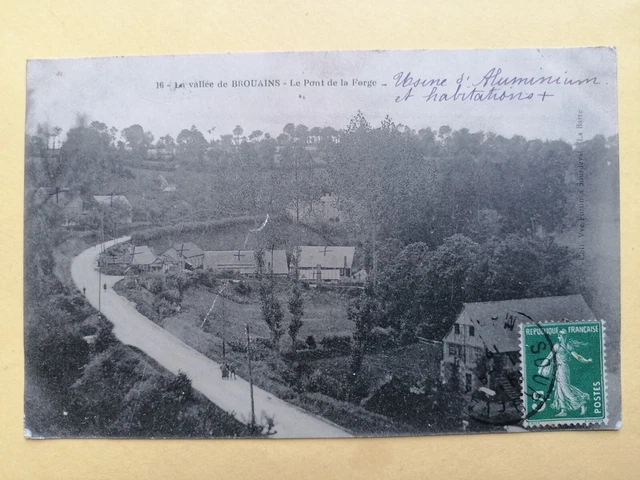 CPA ÉCRITE EN 1912 SOURDEVAL Manche Le PONT de la FORGE Usine d ...