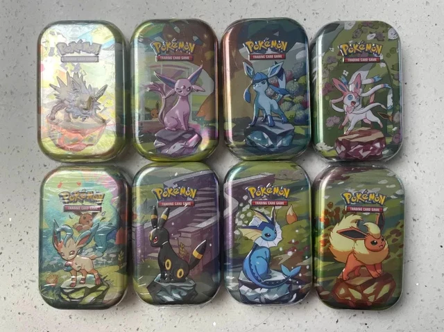 POKEMON TCG PRISMATIC Evolutions Mini Tins Complete Art Set 8x - Ships ...
