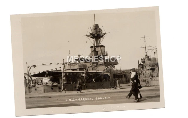 WW1 WW2 ROYAL Navy Monitor Ship Hms Marshal Soult Old Photo Postcard ...