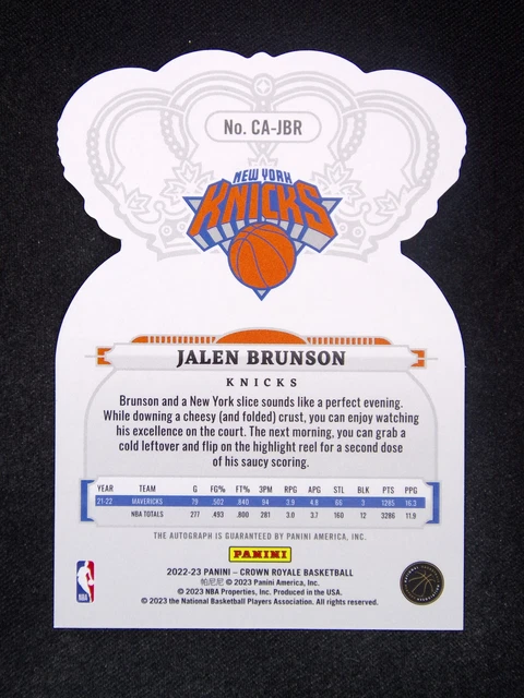 2022-23 PANINI CROWN Royale Autographes Jalen Brunson #CA-JBR Auto ...