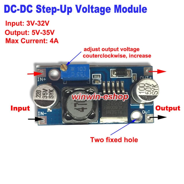 DC-DC 4A BOOST Converter 3V-32V 12V to 5V-35V 24V Step Up Power Supply ...
