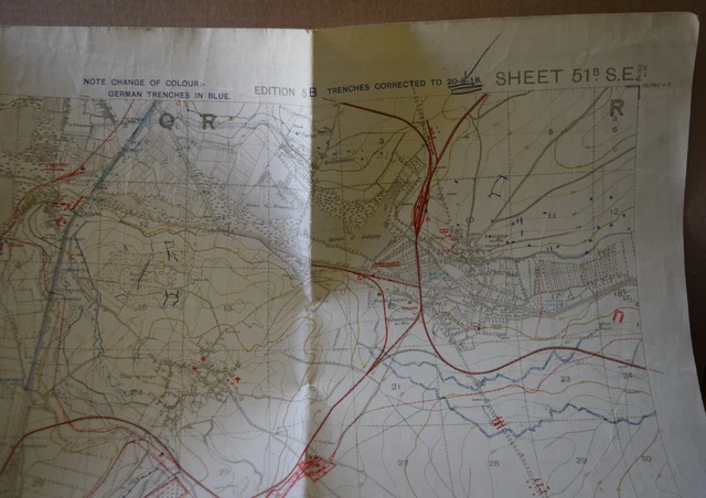 WW1 TRENCH MAP 1:20000 sheet 51B SE 20/8/1918 France AUBENCHEU ...
