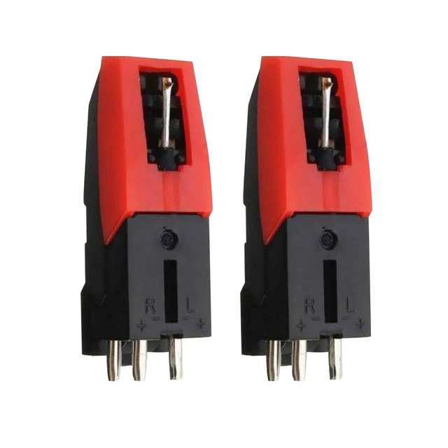 2PCS BLACK+RED TURNTABLE Phono Ceramic Cartridge Stylus Needle For LP ...