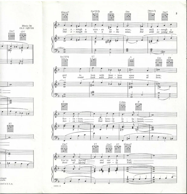LOU MONTE SEVENTEEN THEME from ERIC SOYA'S 17 Piano Vocal Sheet Music ...