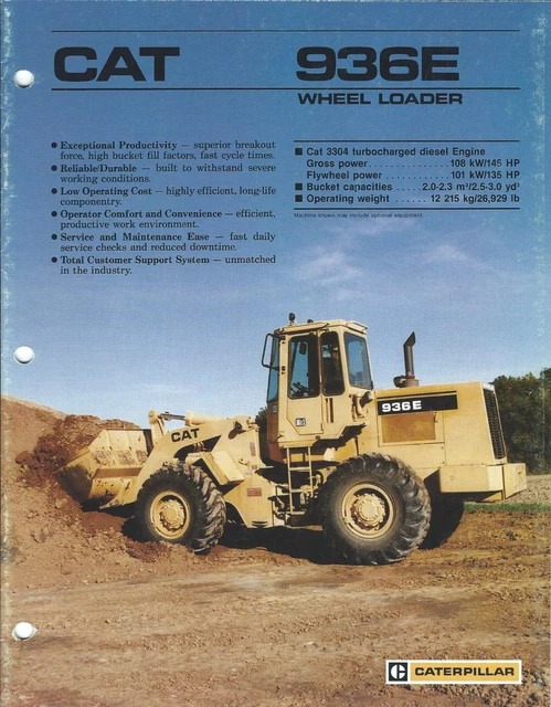 EQUIPMENT BROCHURE - Caterpillar - 936E - Wheel Loader - c1987 (E3954 ...