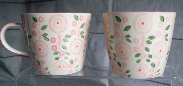 GISELA GRAHAM TEA/ Coffee Mug All Round Pink Bellis Daisy Pattern ...