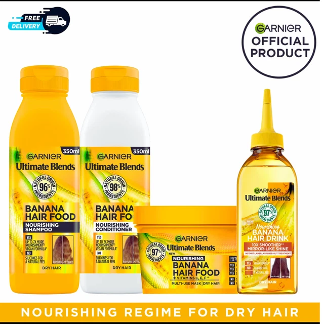 GARNIER ULTIMATE BLENDS Hair Food Banana Dry Hair Regime Kit UK Seller ...