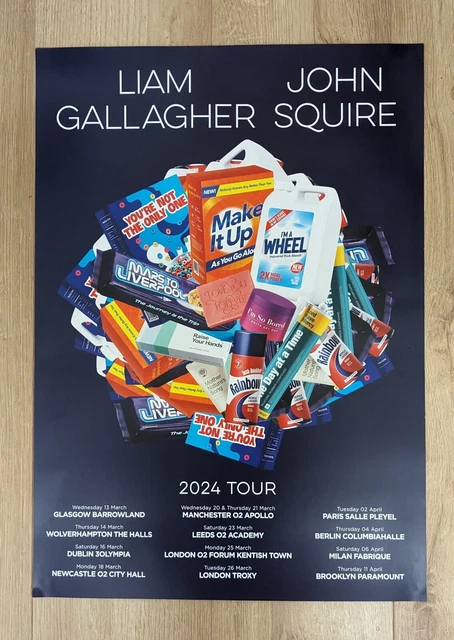 LIAM GALLAGHER JOHN Squire Rare Gig Poster 2024 Tour Oasis The Stone ...