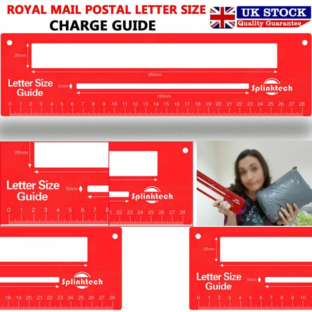 POSTAGE RULER RED Royal Mail PIP PPI Postal Template Letter Size Charge ...